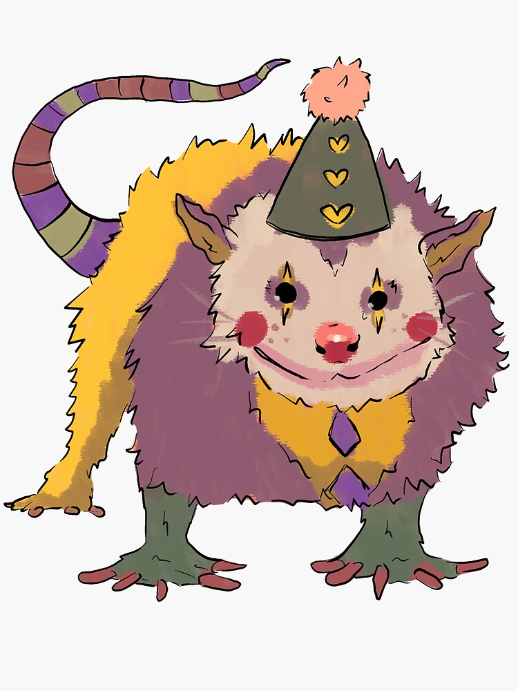 "Possum Clown " Sticker for Sale by KinilaniArt | Redbubble