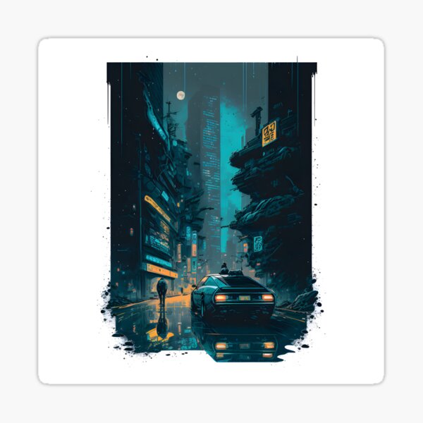 "Futuristic Dystopian Style Cityscape Car" Sticker for Sale by ...