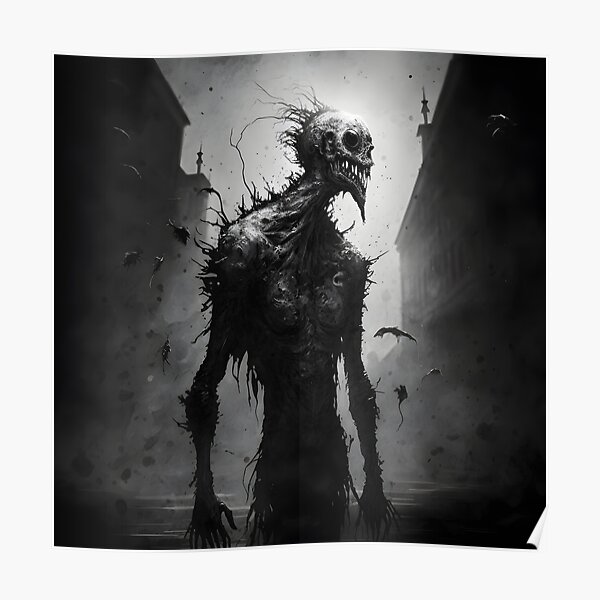 "SCP Style Monster Black and White" Poster for Sale by Foodcolored ...