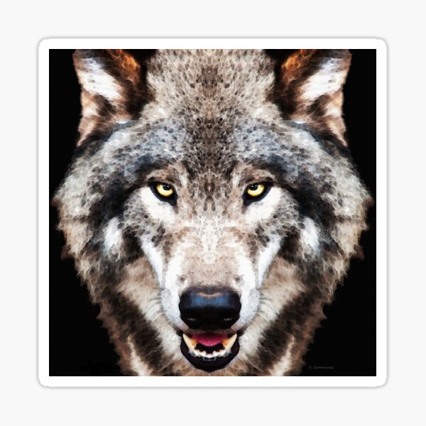 "Wild Wolf Full Face Art" Sticker for Sale by SharonCummings | Redbubble