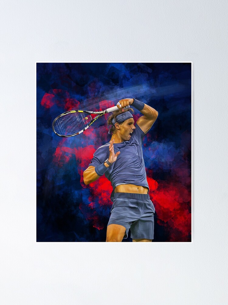 "Rafa Nadal at US Open. Digital artwork print poster. Tennis fan gift ...