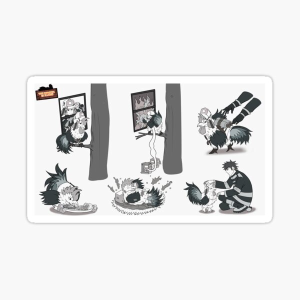 "firefighter rooster climbs a tree to extinguish fire" Sticker for Sale ...