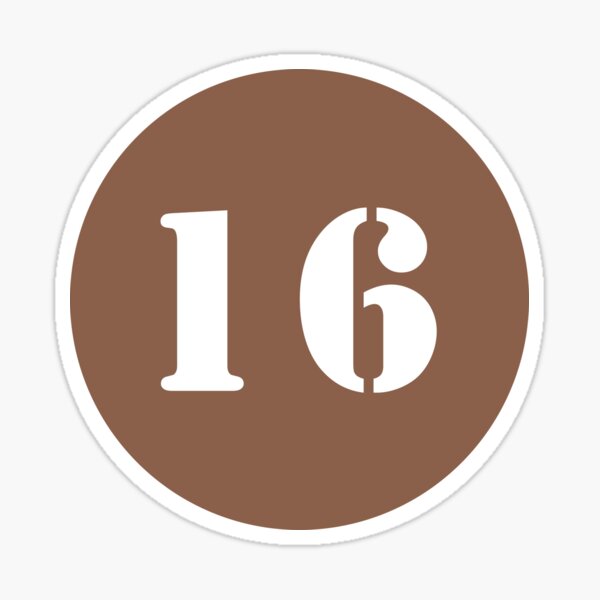 Pegatina «Número dieciséis (16) en círculo marrón» de SimpleModernSVG ...