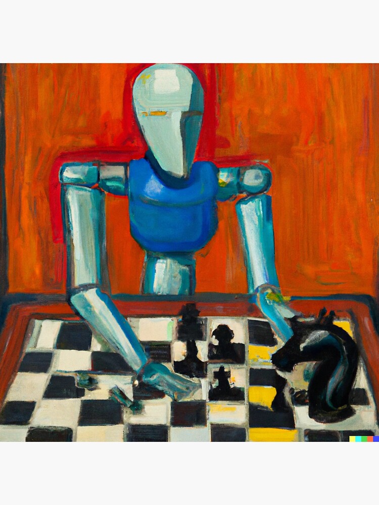 "An oil painting of a humanoid robot playing chess , artistic ...