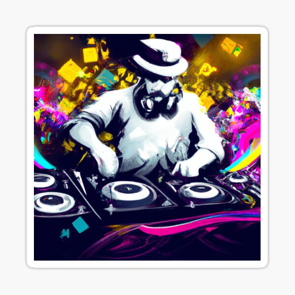 "DJ mixing turntables digital art" Sticker for Sale by JhovanyDesigns ...