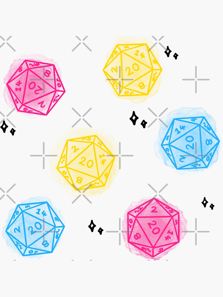"Pan Pride Flag D20 Dice " Sticker for Sale by Spaghetti-hoes | Redbubble