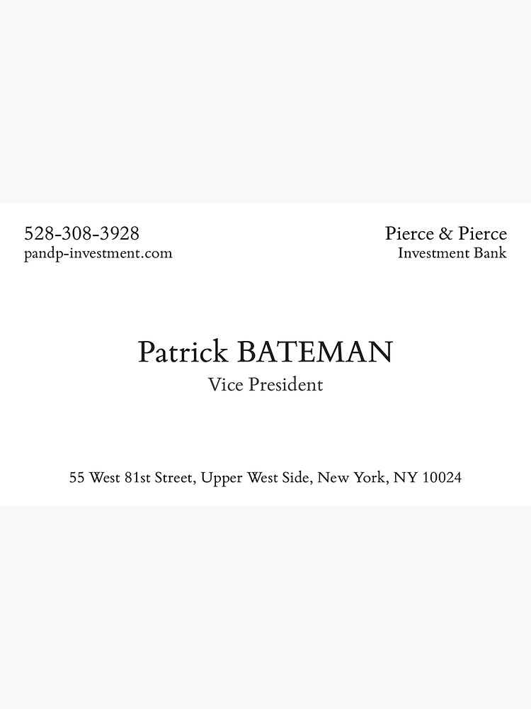 Sticker « Carte de visite American Psycho Patrick Bateman », par Quinn ...