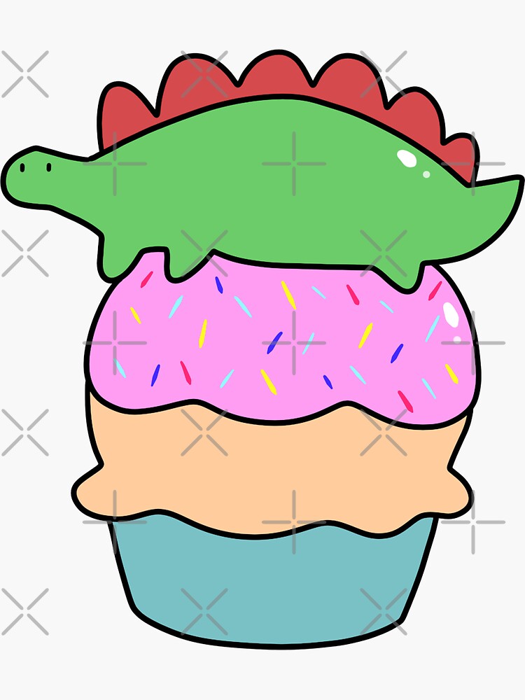 "Cupcake Stegosaurus" Sticker for Sale by SaradaBoru | Redbubble