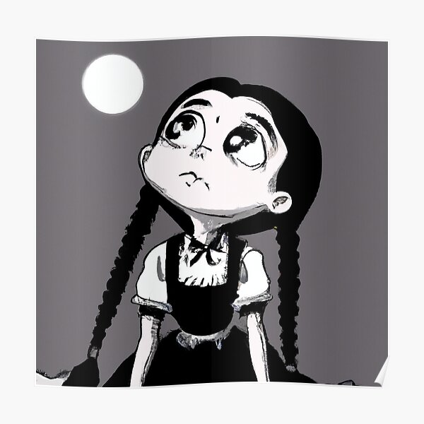 "Wednesday Adams Cartoon Art Style Fan Art Fun and Sad" Poster for Sale ...