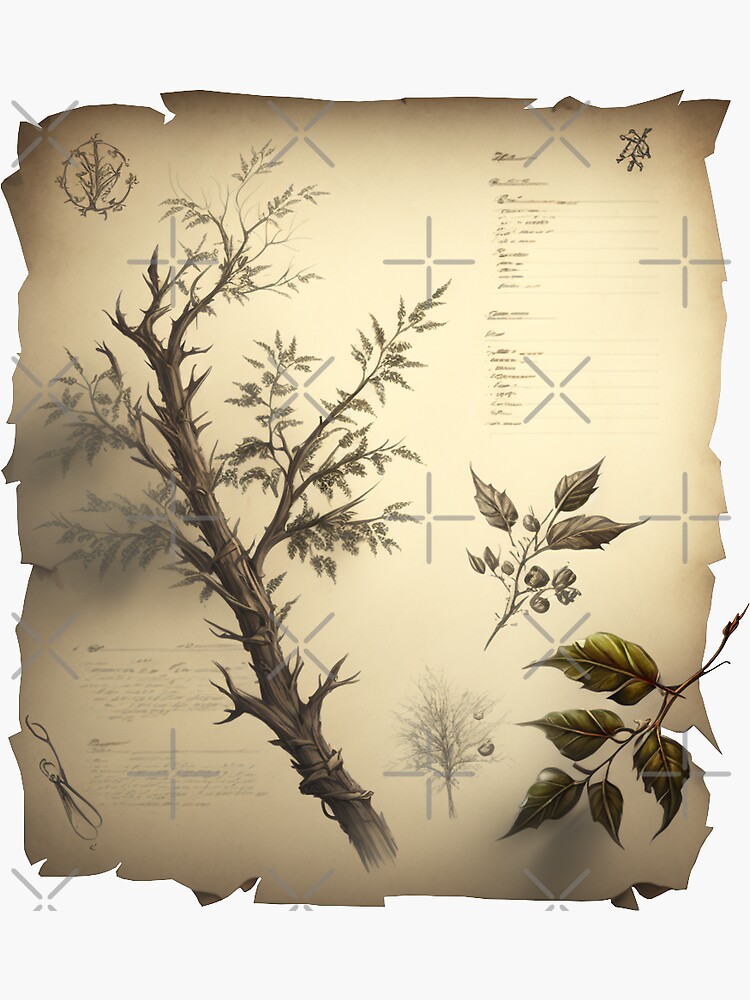 "Tree Taxonomy - Ancient Manuscript Paper Design" Sticker for Sale by ...
