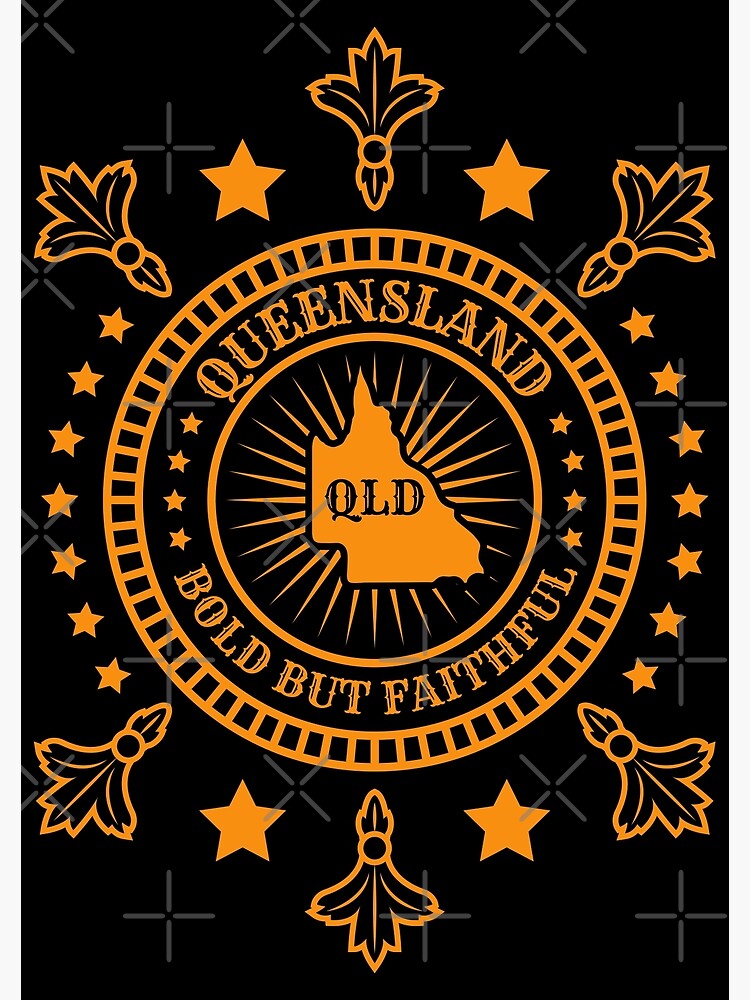 "Queensland State Map Motto - Bold but Faithful - QLD Australia States ...