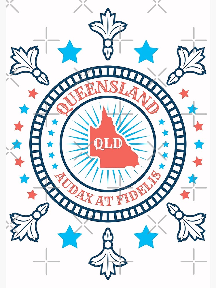 "Queensland State Map Motto - Multicolor QLD Australia States" Poster ...