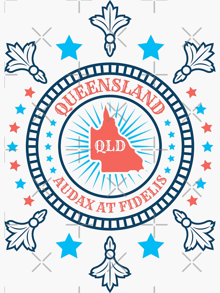 "Queensland State Map Motto - Multicolor QLD Australia States" Sticker ...