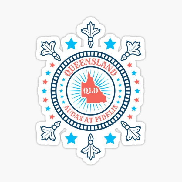 "Queensland State Map Motto - Multicolor QLD Australia States" Sticker ...