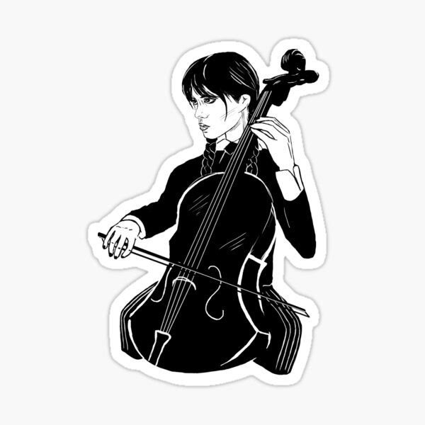 "Wednesday Addams fanart, Wednesday Cello" Sticker for Sale by ...