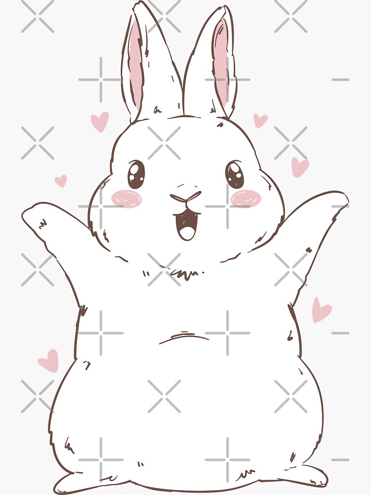 "Cute white rabbit" Sticker by DerSenat | Redbubble