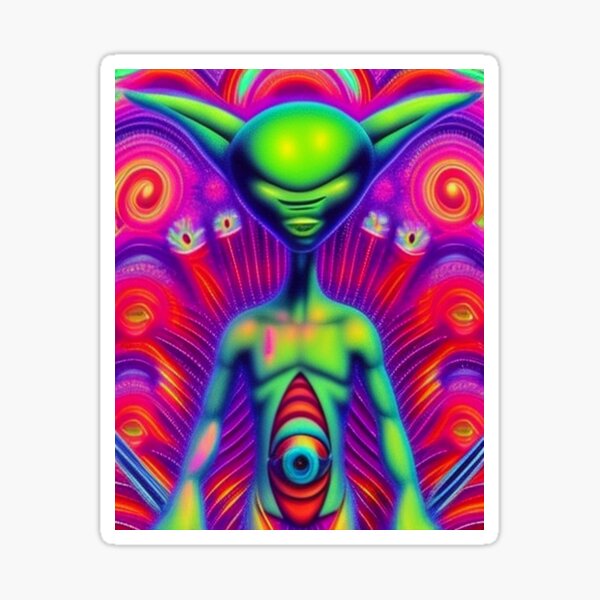 "Cool alien art. Trippy colorful scifi" Sticker for Sale by Neo ...