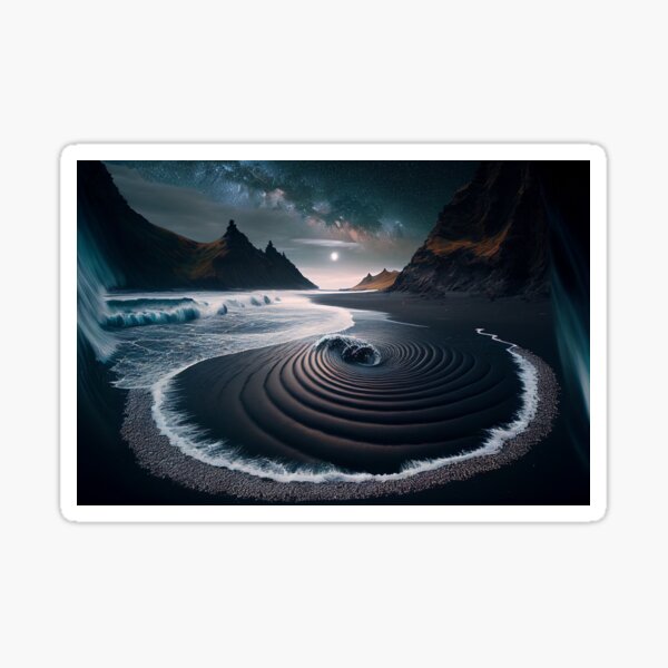 "Iceland Black Sand Beach Vortex" Sticker for Sale by AutomataLavis ...