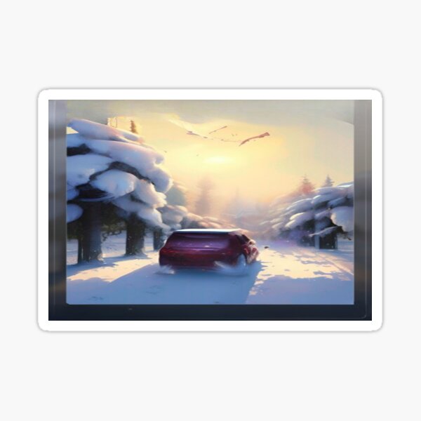 "Driving in the snow" Sticker for Sale by vawnbillionaire | Redbubble