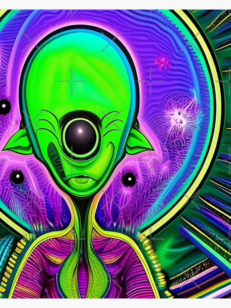 "Trippy alien art. Colorful psychedelic extraterrestrial" Sticker for ...