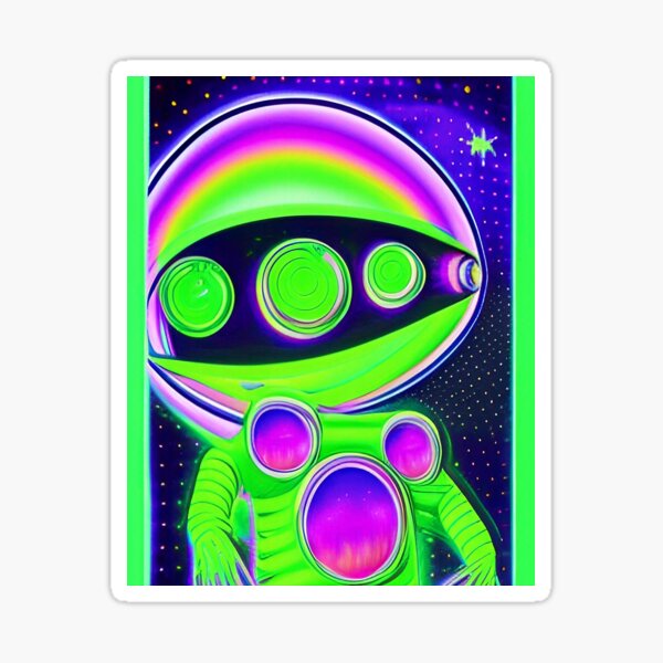 "Trippy alien art. Colorful psychedelic extraterrestrial" Sticker for ...