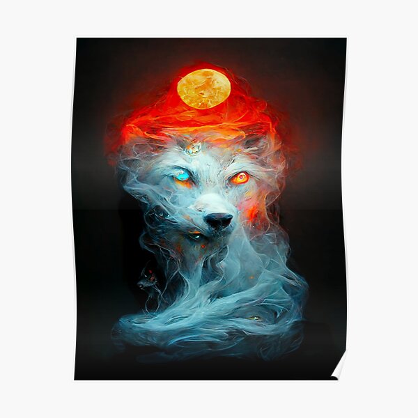 "Wolf Smoke" Poster for Sale by HanaLee-AI-Art | Redbubble
