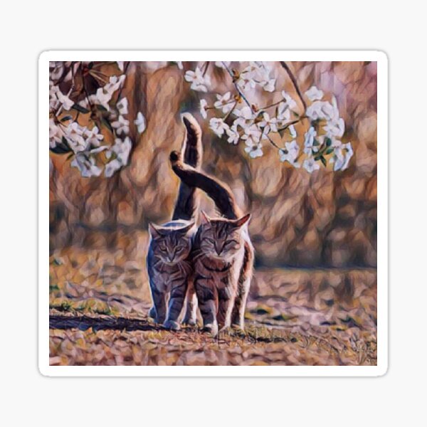 "Two cats art" Sticker for Sale by MilicaaD | Redbubble