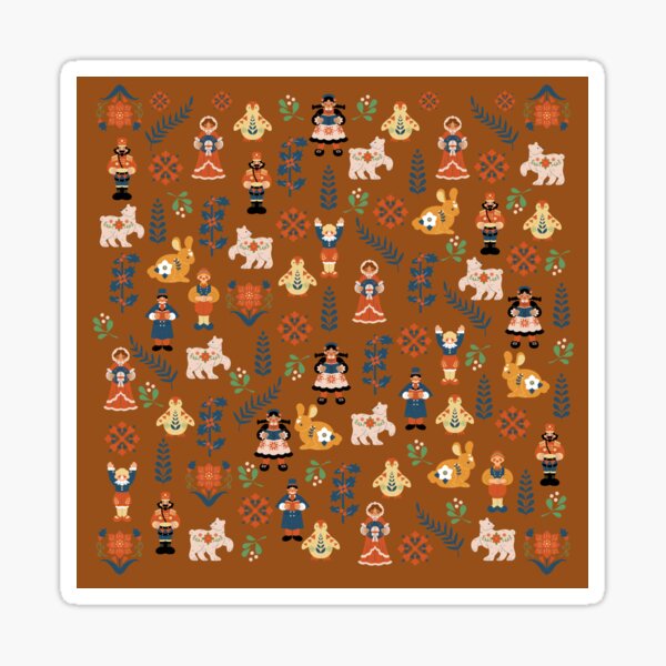 "Folksy Christmas Pattern | Old Folklore Tradition" Sticker for Sale by ...