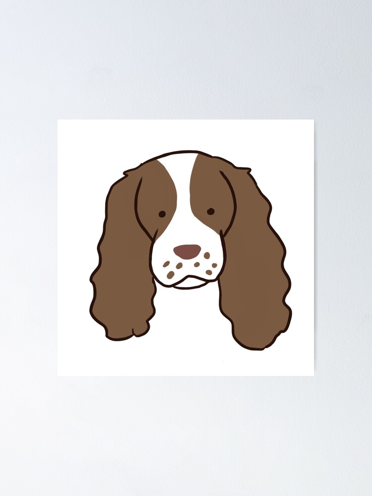 "Brown english springer spaniel dog face illustration " Poster for Sale ...