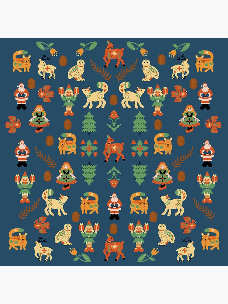 "Folksy Christmas Pattern | Navy" Sticker for Sale by ddarlings | Redbubble