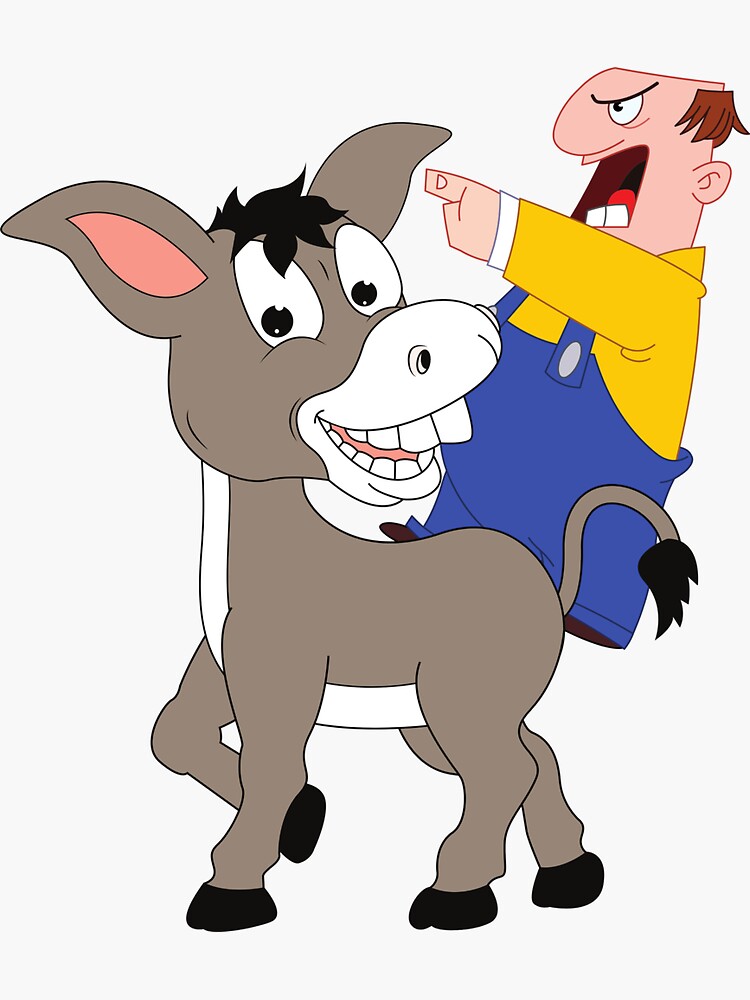 "Man Gets Angry With His Donkey" Sticker for Sale by designforum1968 ...