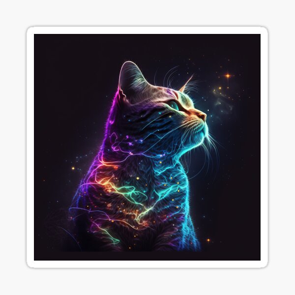 "Neon Cat In Space" Sticker for Sale by Charkasi | Redbubble