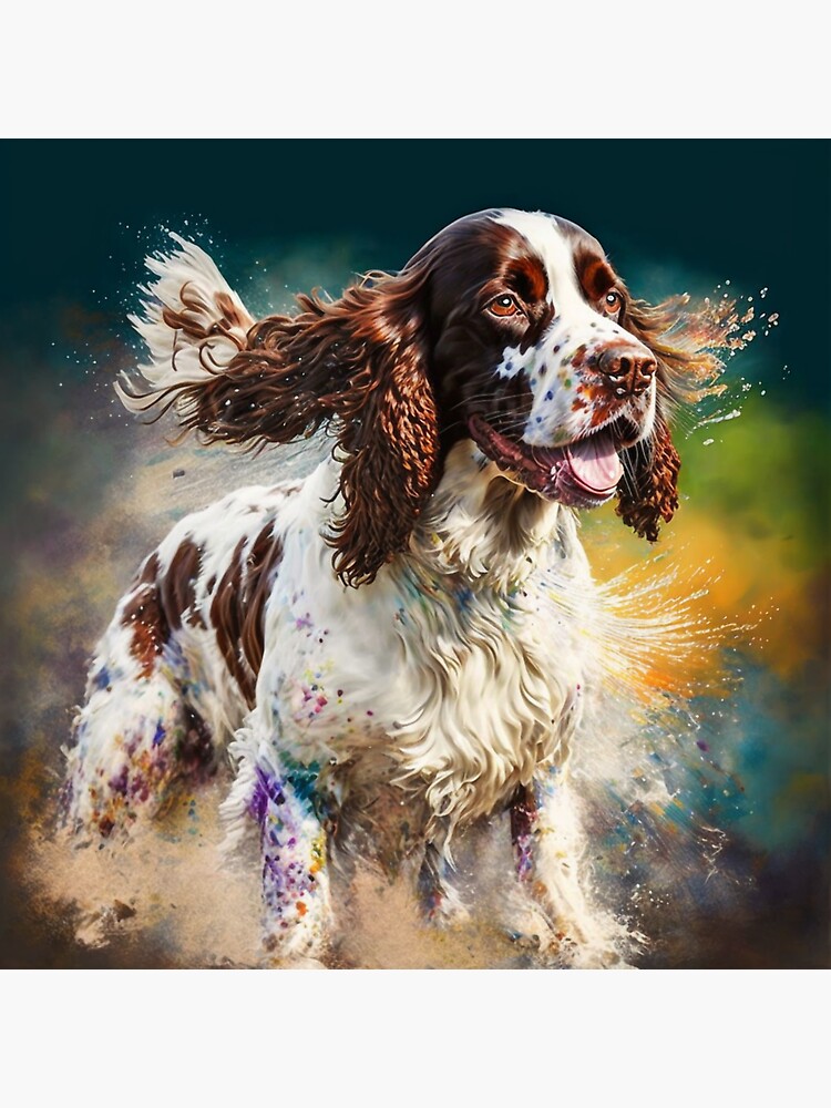 "English Springer Spaniel Dog Synesthetic Splash Painting" Sticker for ...