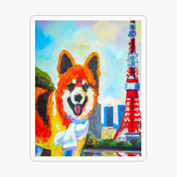 "Hachiko's Trip to Tokyo Tower #1" Sticker for Sale by Hachikos | Redbubble