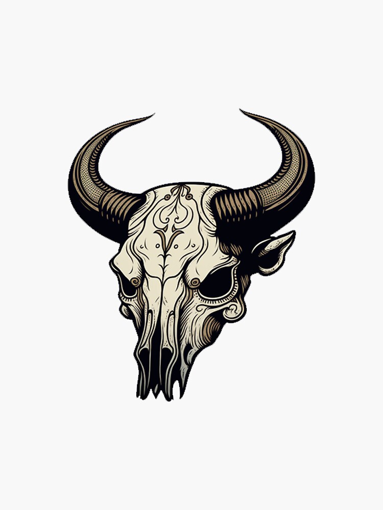 "Decorated Ox Skull " Sticker for Sale by step10studio | Redbubble