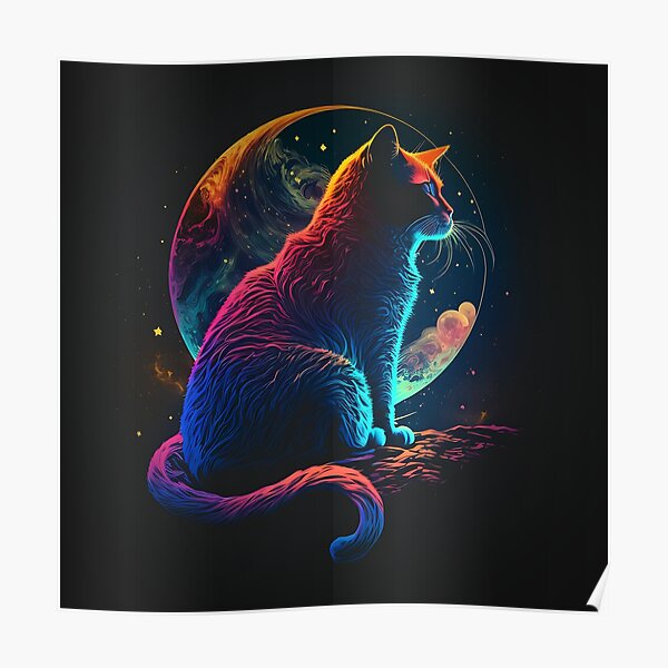 "Neon Cat In Space" Poster for Sale by Charkasi | Redbubble