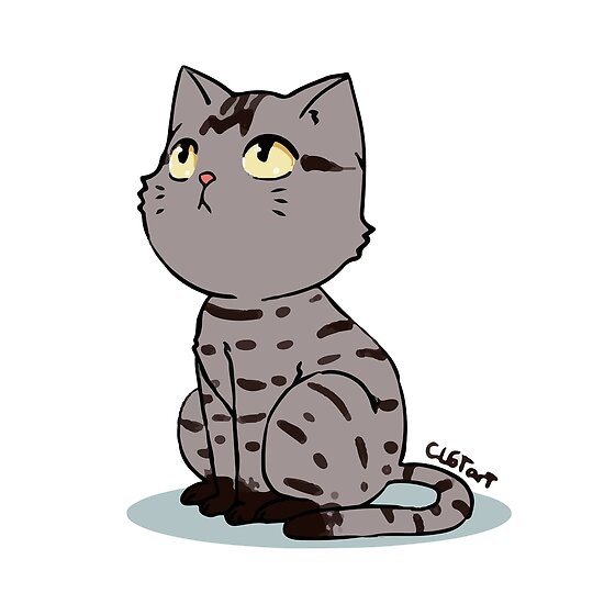 "Tabby cartoon cute cat looking up" Poster by clgtart | Redbubble