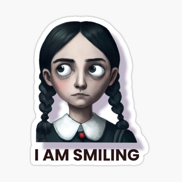 "Wednesday Addams (I am Smiling) " Sticker for Sale by QuotezArtist ...