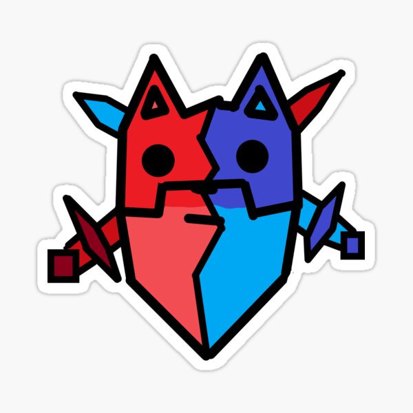 "red,bluewolf with swords" Sticker for Sale by RedWolfStuff | Redbubble