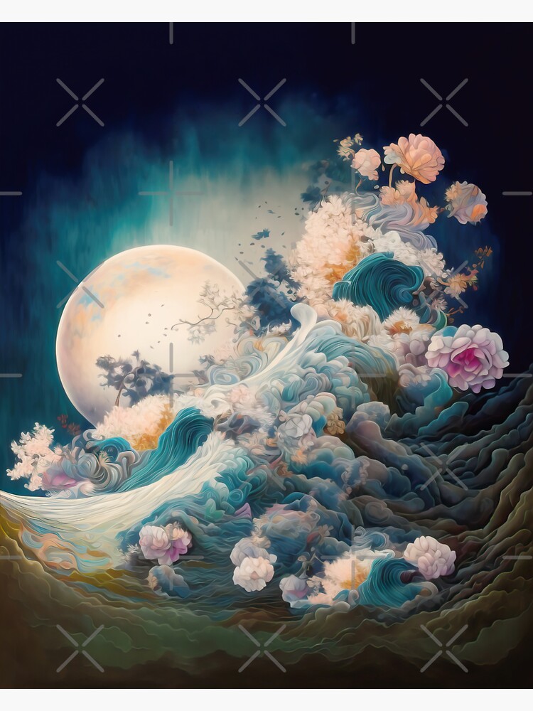 "Flower Waves in Pink and Blue" Sticker for Sale by curiouswonder ...