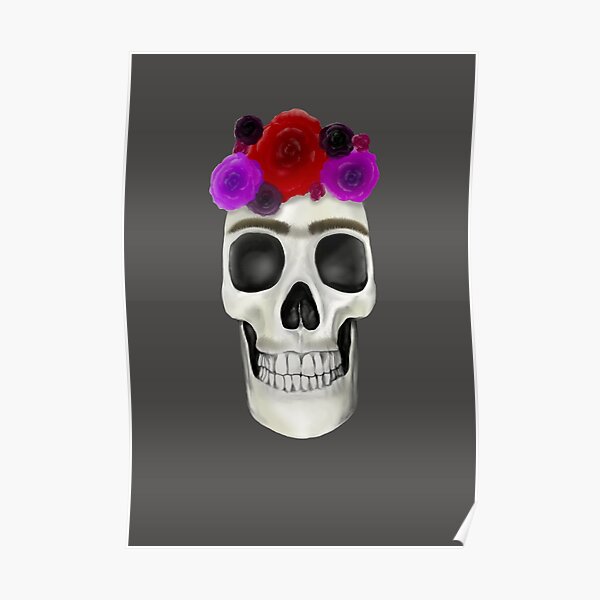 "Skull - Frida Kahlo inspired" Poster for Sale by k00kym0nster | Redbubble