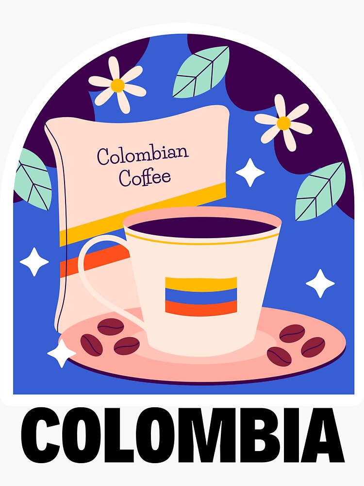 "Colombian Coffee Vintage Sticker" Sticker by Tim Hinz | Redbubble