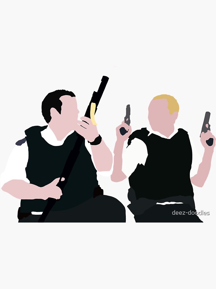 "Hot Fuzz Face off" Sticker for Sale by deez-doodles | Redbubble