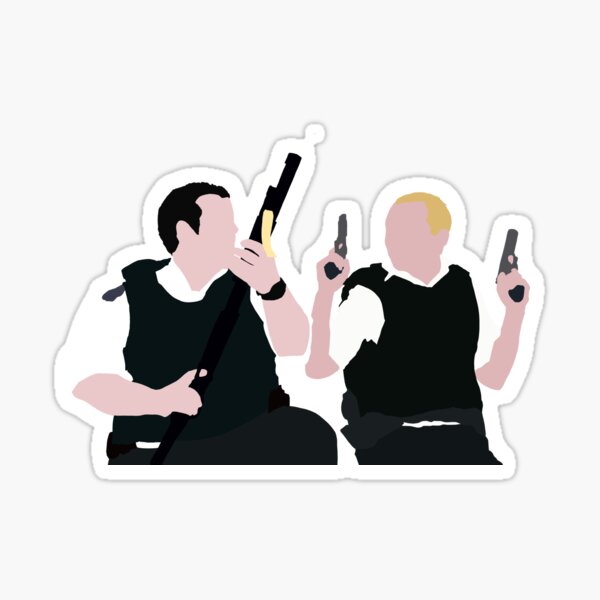 "Hot Fuzz Face off" Sticker for Sale by deez-doodles | Redbubble