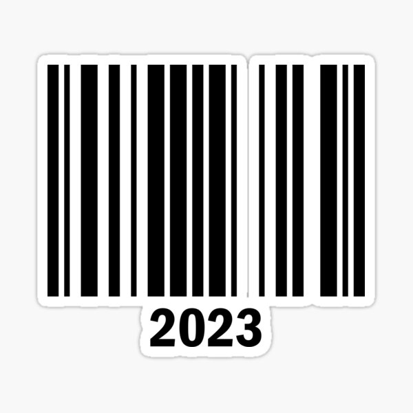 "2023 BARCODE IN BLACK" Sticker for Sale by angelisart | Redbubble