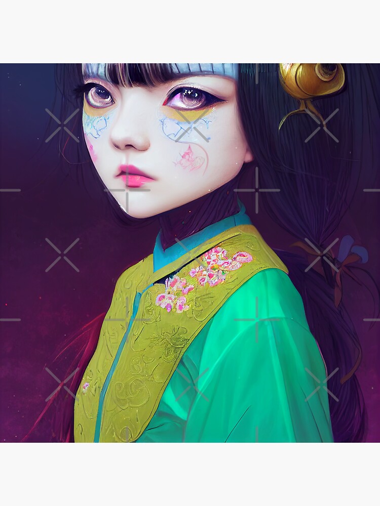 "Young girl with stylized golden rabbit mask" Sticker for Sale by ...