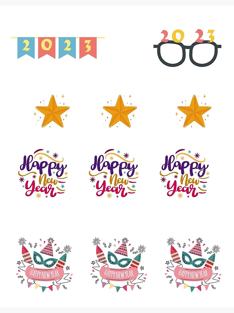 "New year 2023 stickers pack " Poster for Sale by Mimonab | Redbubble