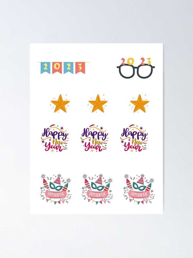 "New year 2023 stickers pack " Poster for Sale by Mimonab | Redbubble