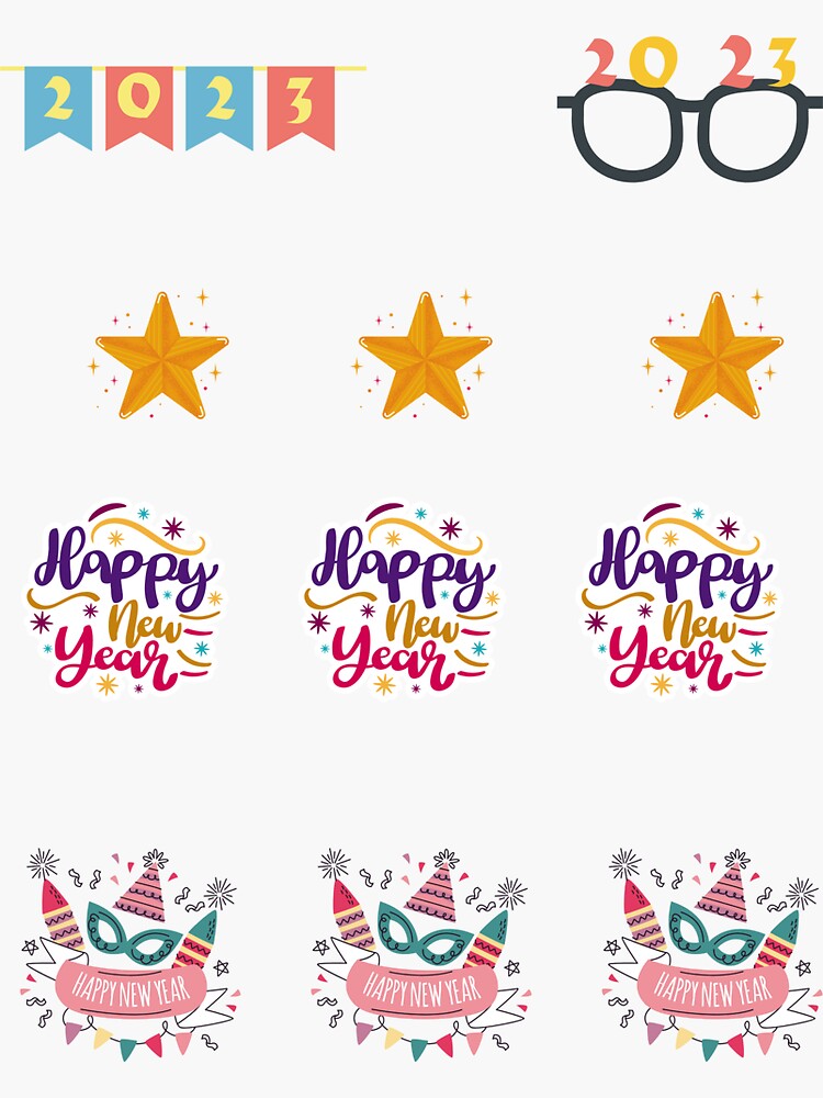 "New year 2023 stickers pack " Sticker for Sale by Mimonab | Redbubble