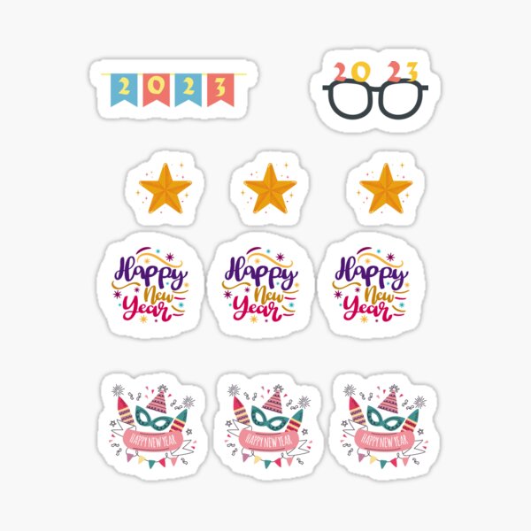"New year 2023 stickers pack " Sticker for Sale by Mimonab | Redbubble